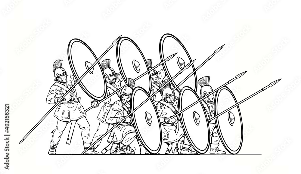 Late roman soldiers during the battle. Attack of the Roman army ...