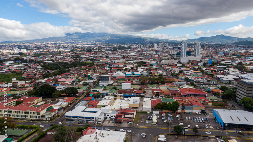 Beautiful aerial view of the city of San Jose Costa Rica and the ...