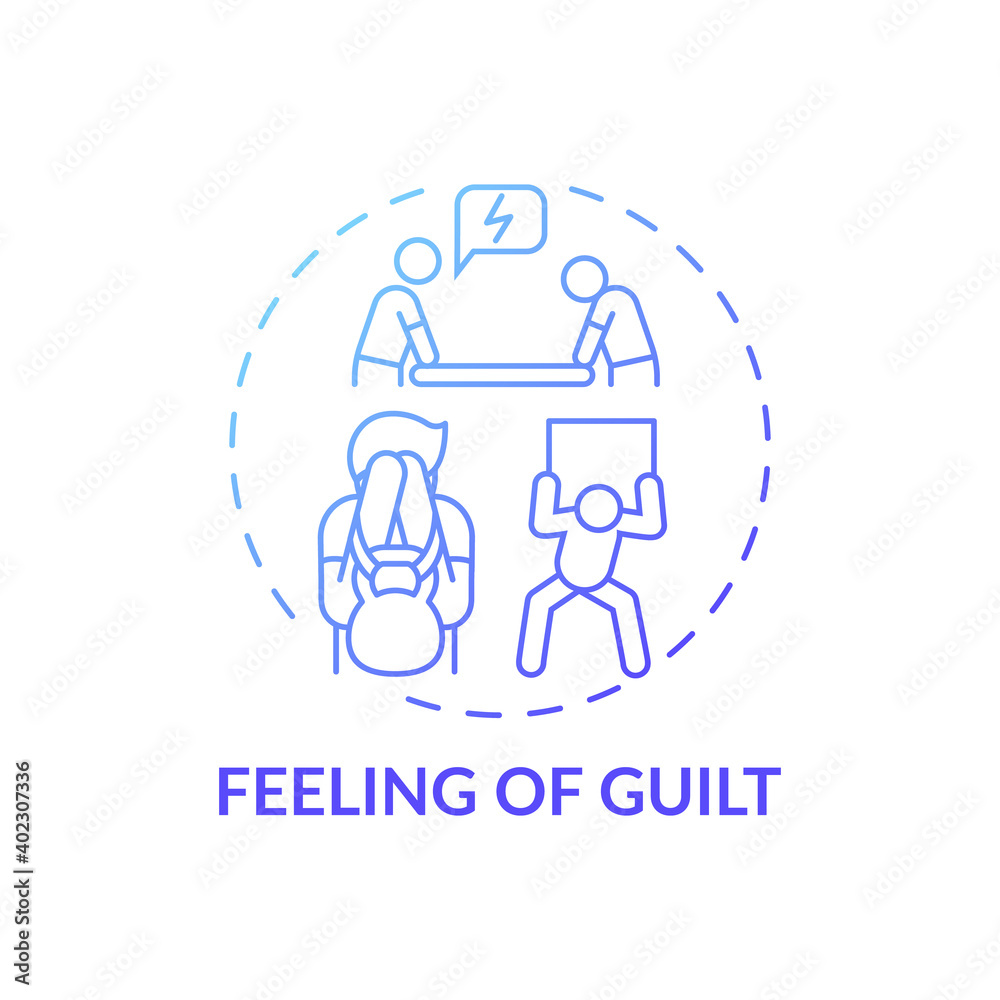 Guilt feeling concept icon. Procrastination effect idea thin line ...