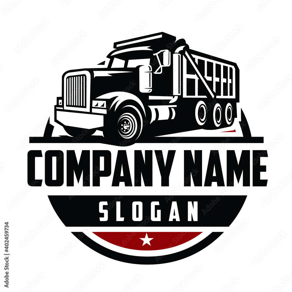 Premium dump truck business ready made circle emblem logo vector. The ...