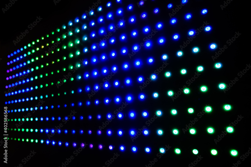 Colourful RGB LED lights on black background. LED Matrix with WS2812B ...
