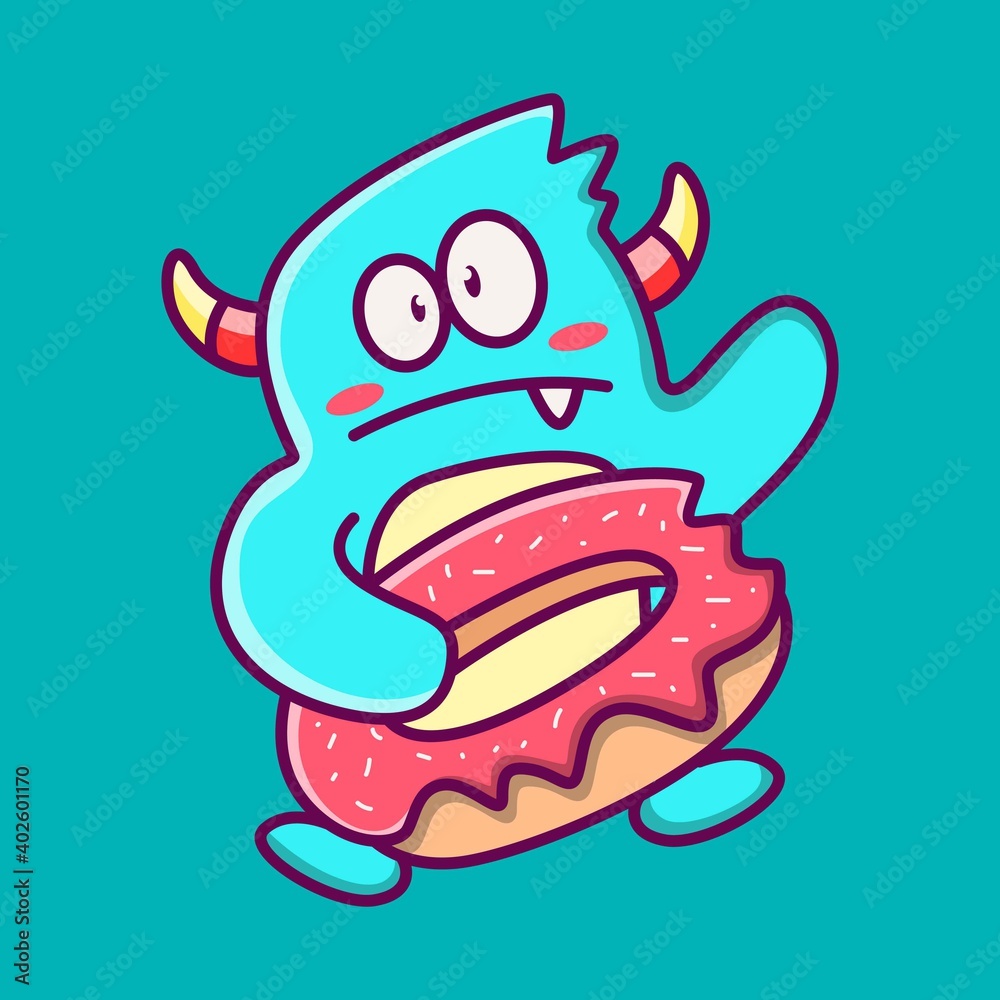 cute doodle monster designs for coloring, backgrounds, stickers, logos ...