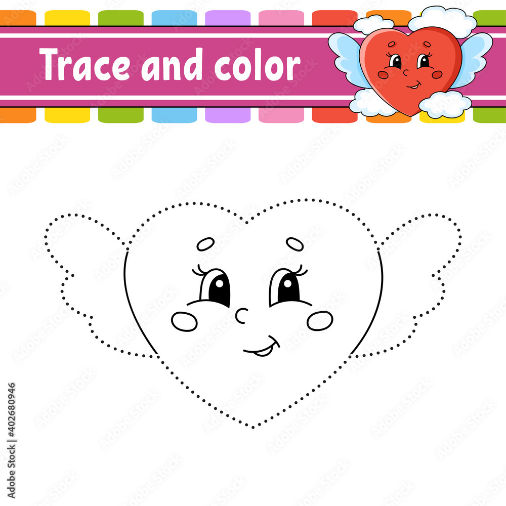 Trace and color. Coloring page for kids. Handwriting practice ...