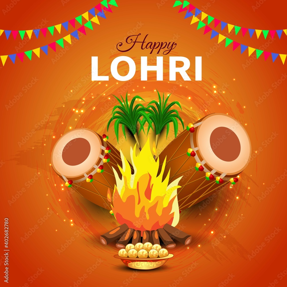 Indian Punjabi festival of lohri celebration fire background with ...