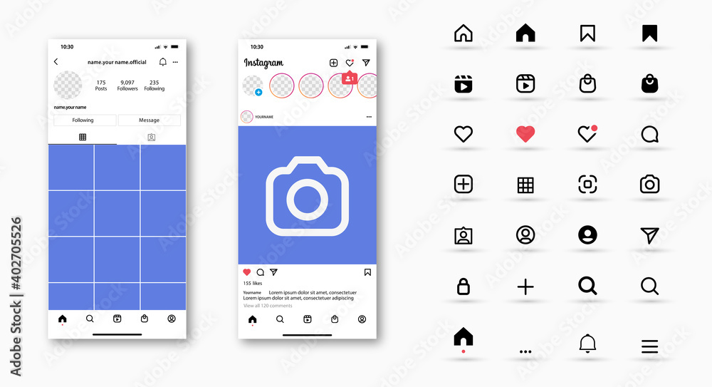 instagram icons, mockup social media template , new update instagram ...