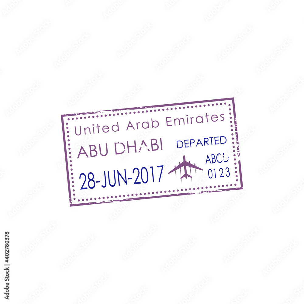 Dubai airport visa stamp isolated UAE border control sign. Vector ...