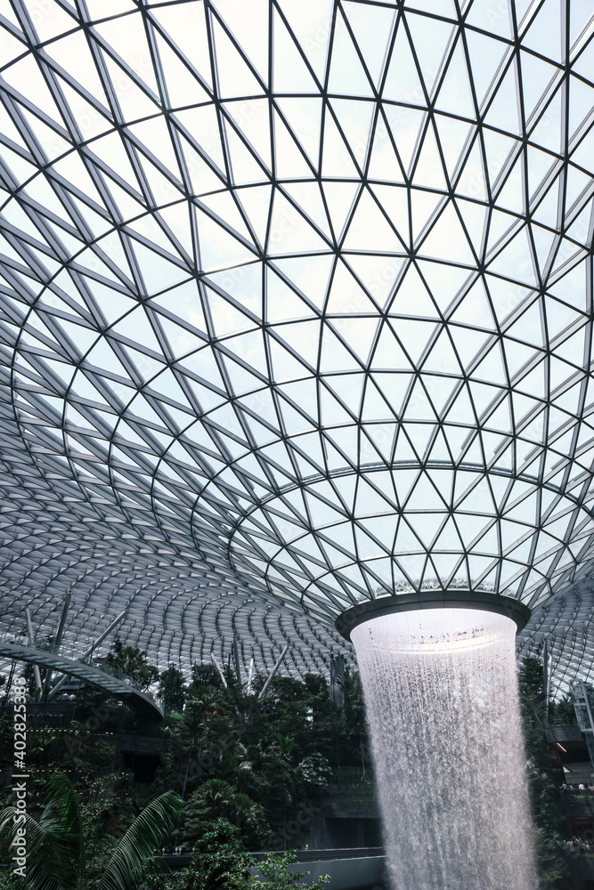 Details of The HSBC Rain Vortex, the world's largest indoor waterfall ...