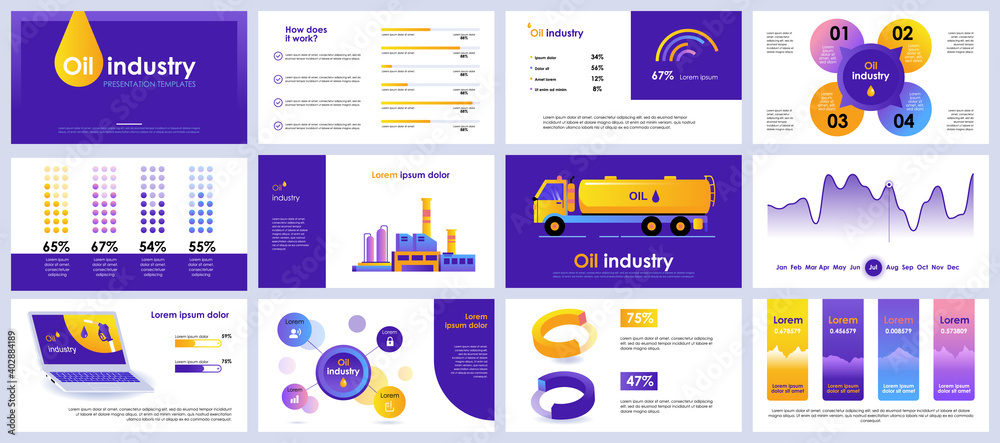Oil industry presentation slides templates from infographic elements ...
