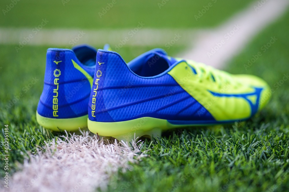 Bangkok / Thailand - May 2019: Mizuno launch the new football boot ...