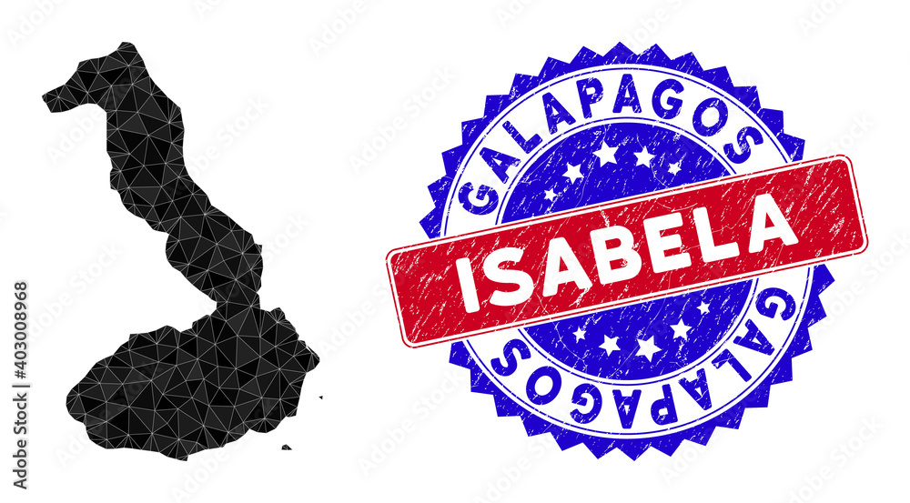 Isabela Island of Galapagos map polygonal mesh with filled triangles ...