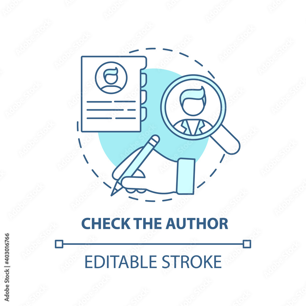 Checking author concept icon. Fake news checking idea thin line ...