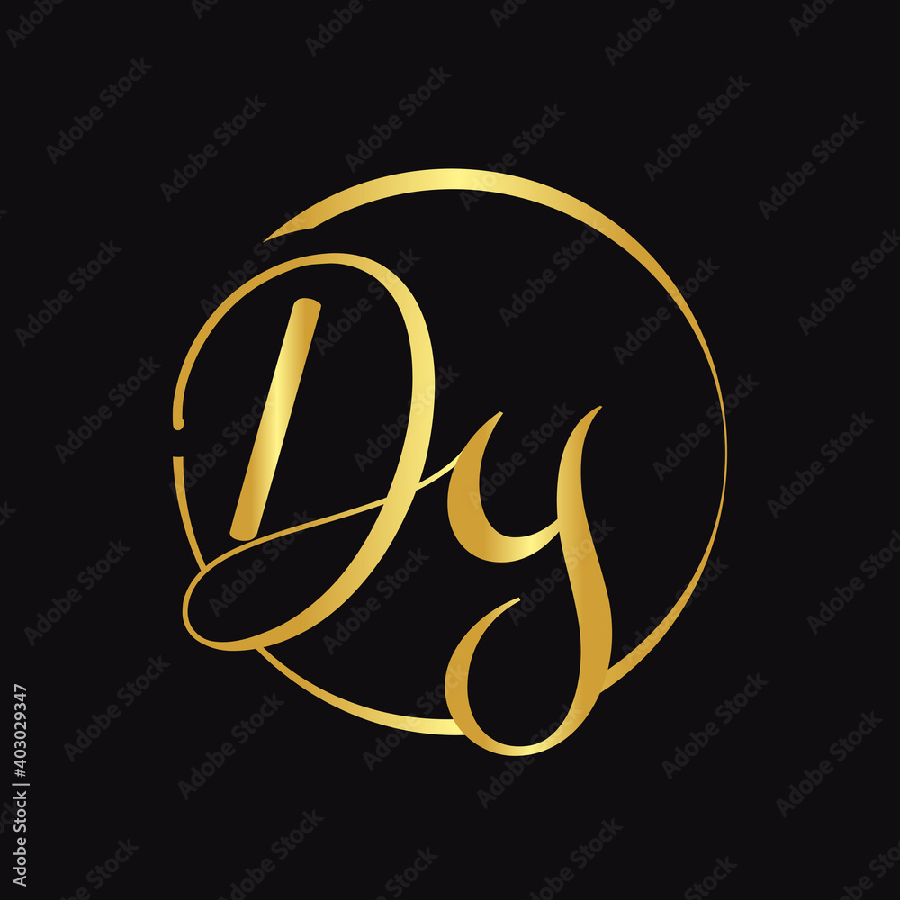 Initial DY Script Letter Type Logo Design With Modern Typography Vector ...