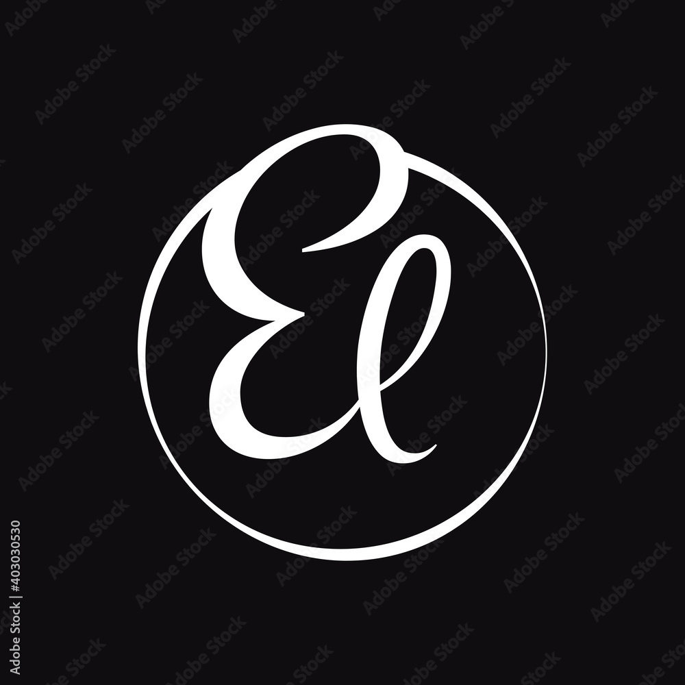 Initial EL Script Letter Type Logo Design With Modern Typography Vector ...