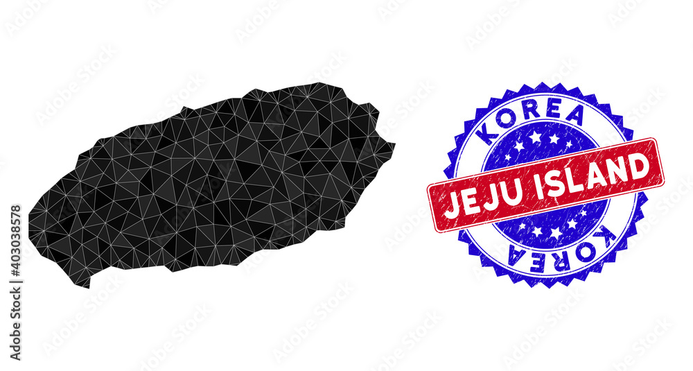 Jeju Island map polygonal mesh with filled triangles, and textured ...