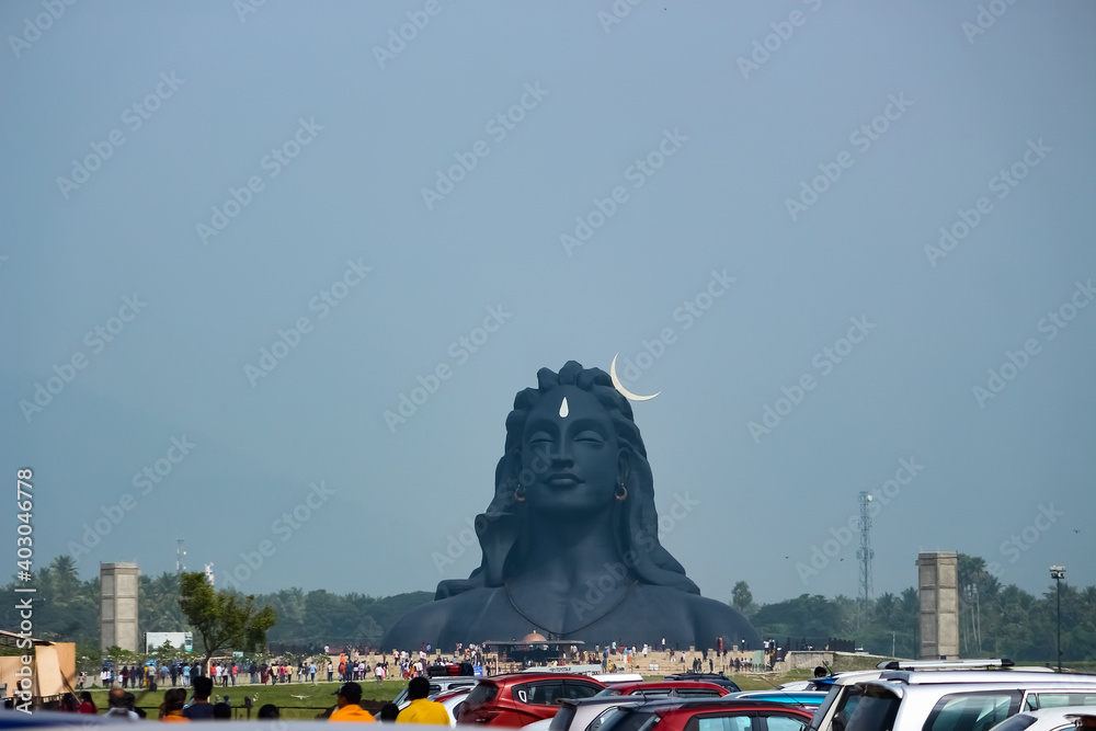 COIMBATORE , INDIA - DECEMBER 26, 2020: Adiyogi Shiva Statue - People ...