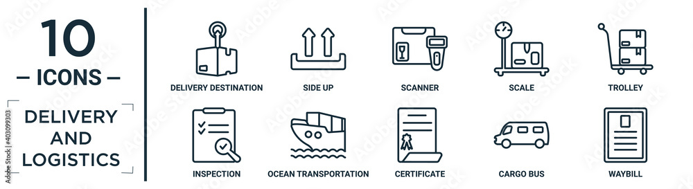 Vector de Stock delivery.and.logistics linear icon set. includes thin ...