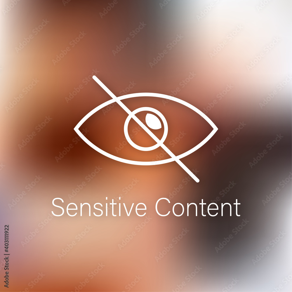 Sensitive photo content. Inappropriate content. Internet safety concept ...