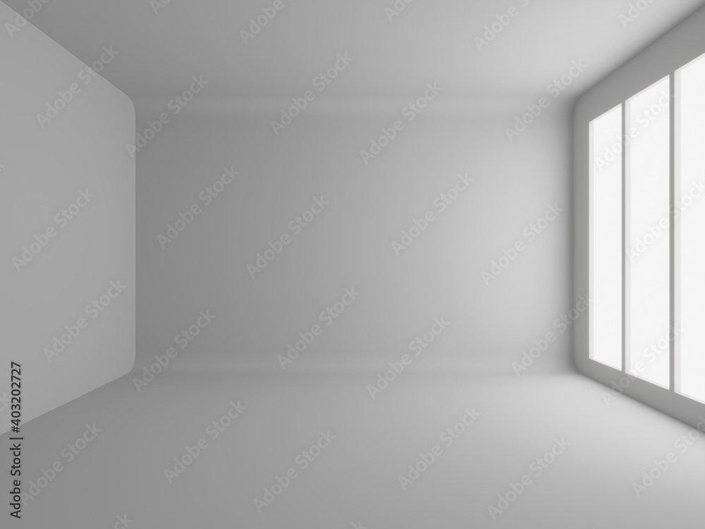 3d render White empty interior with corner angles Stock Illustration ...