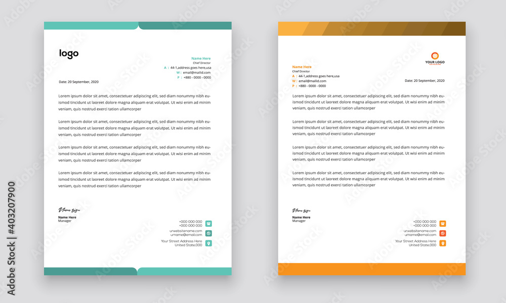 Business style letterhead template design for project with standard ...