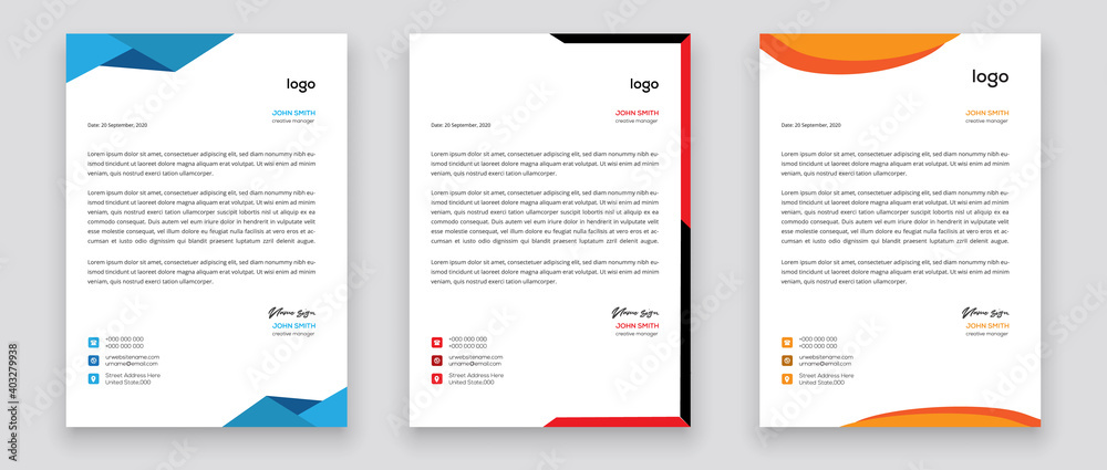 Business style letterhead template design for project with standard ...