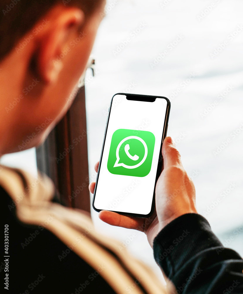 whatsapp icon on glossy realistic texture Stock Photo | Adobe Stock