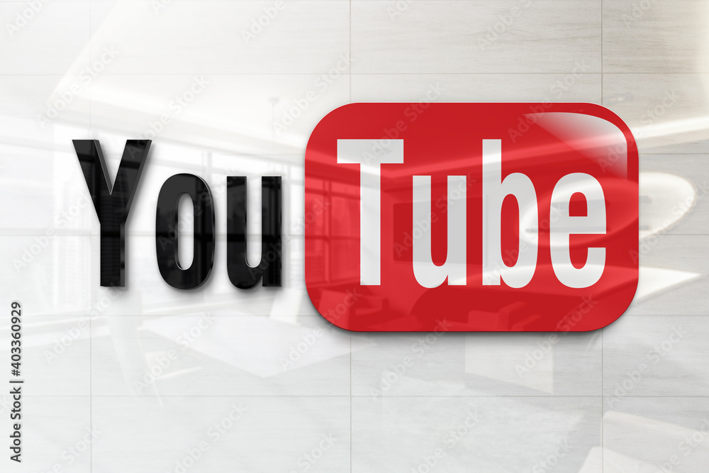 youtube on glossy realistic texture Stock Photo | Adobe Stock