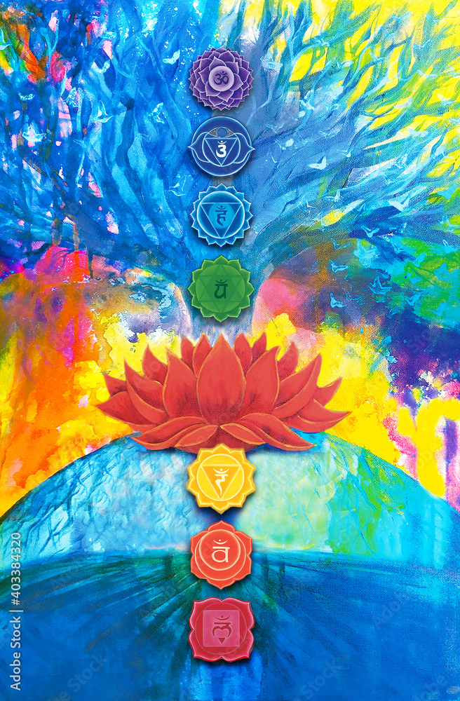 Lotus flower chakras Stock Illustration | Adobe Stock