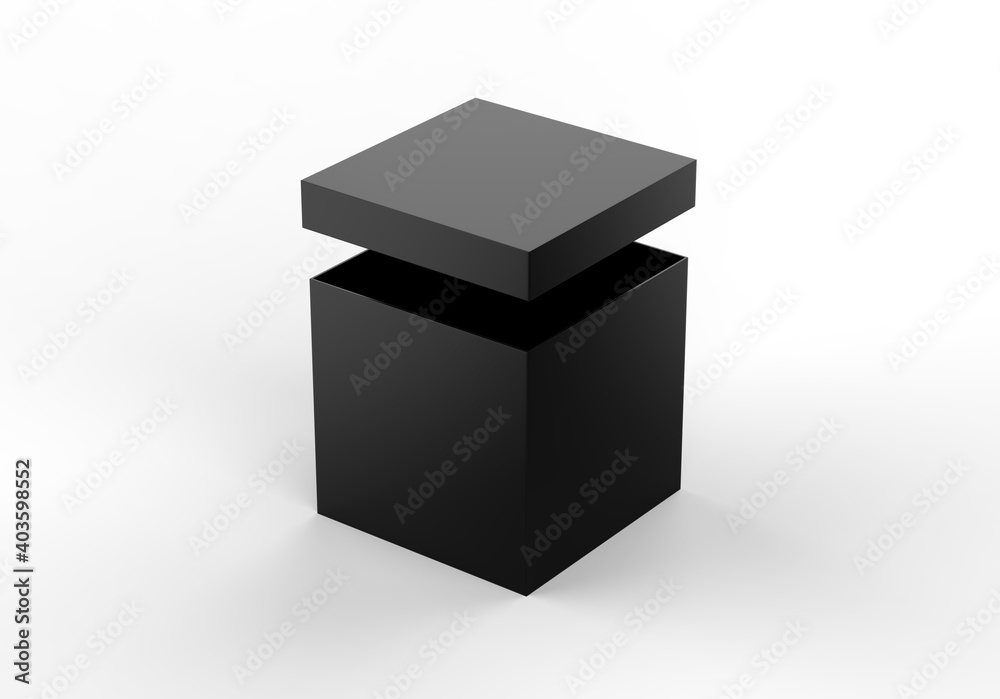 Blank square paper box mockup template on isolated white background ...
