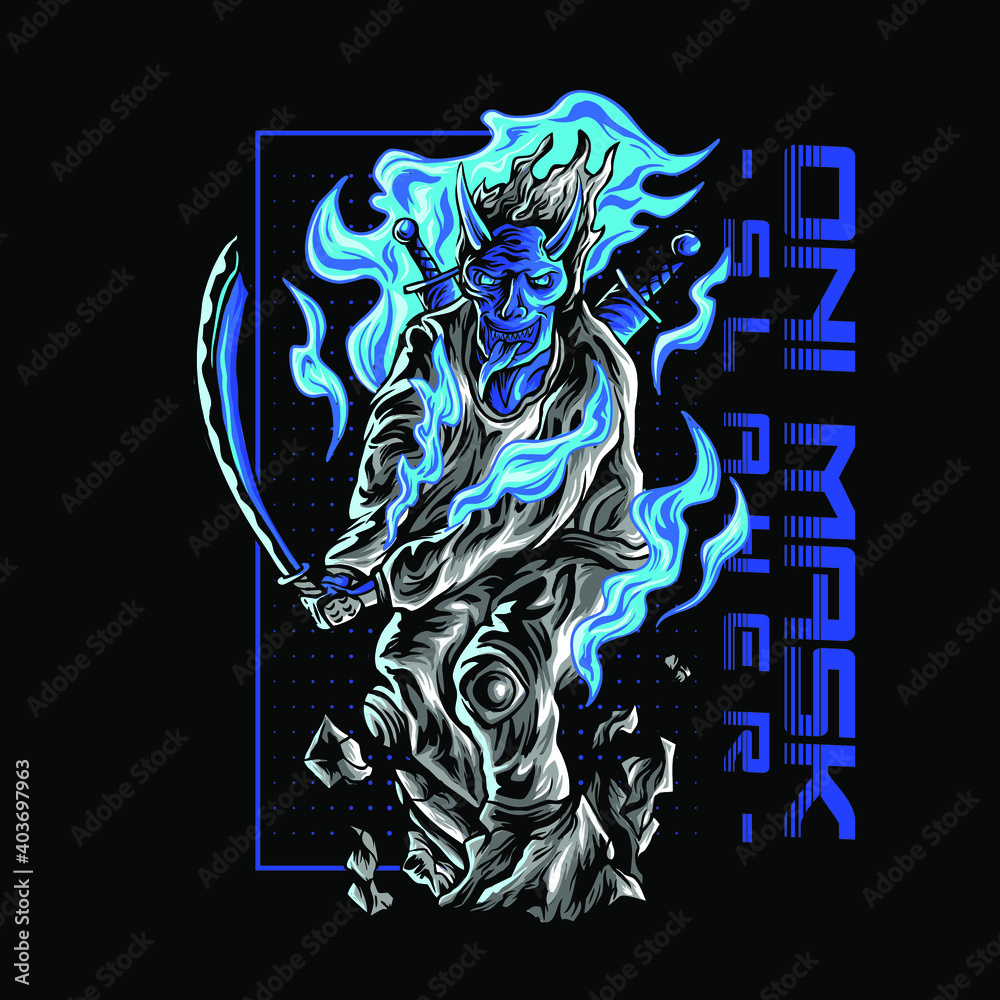 oni mask japanese culture demon slayer Stock Vector | Adobe Stock