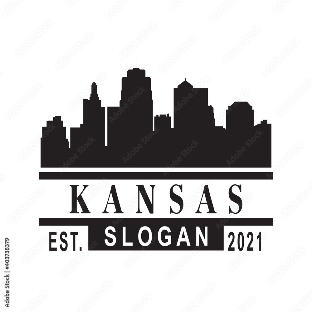 kansas skyline silhouette vector logo Stock Vector | Adobe Stock