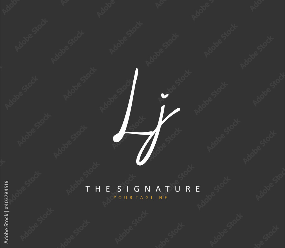 LJ Initial letter handwriting and signature logo. A concept handwriting ...
