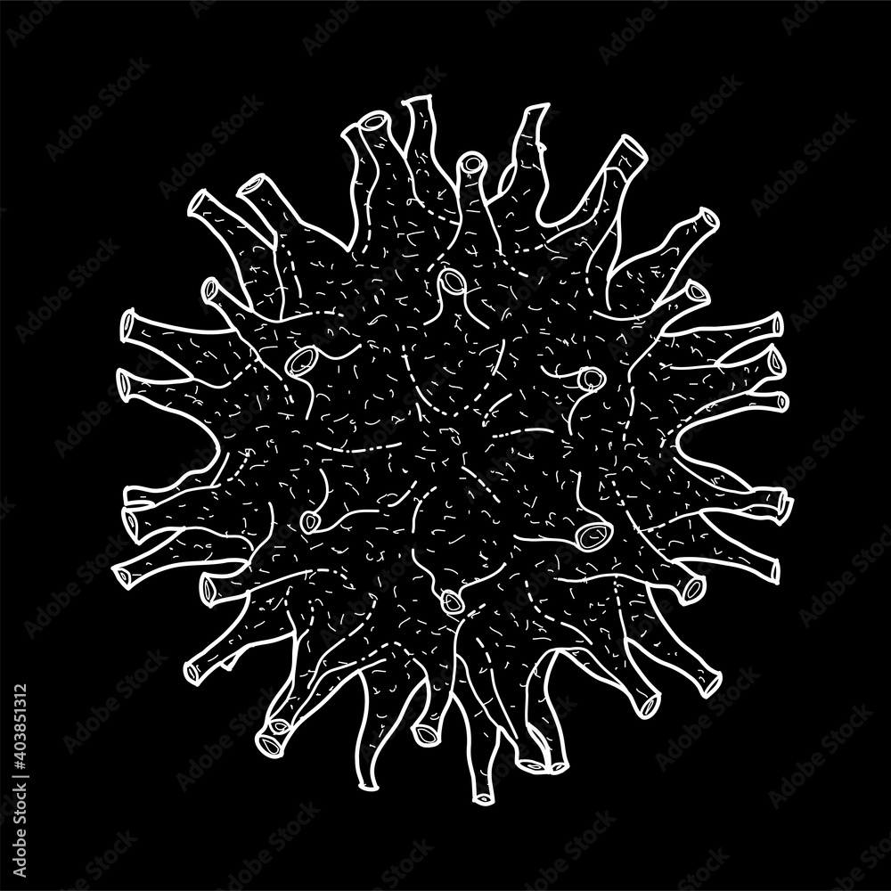 Line art Coronavirus on black background illustration bacteria and ...