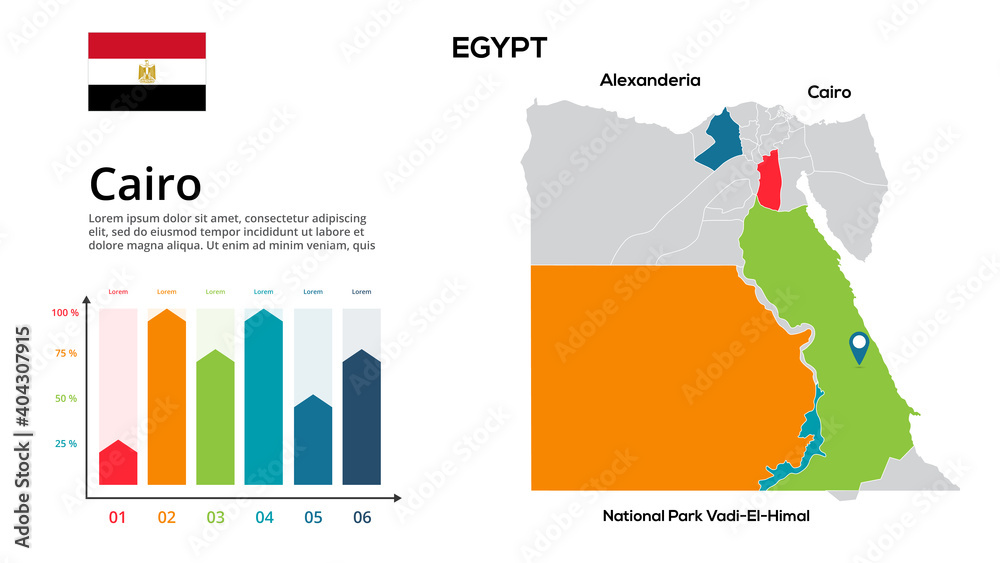 Egypt map. image of a global map in the form of regions of Egypt ...