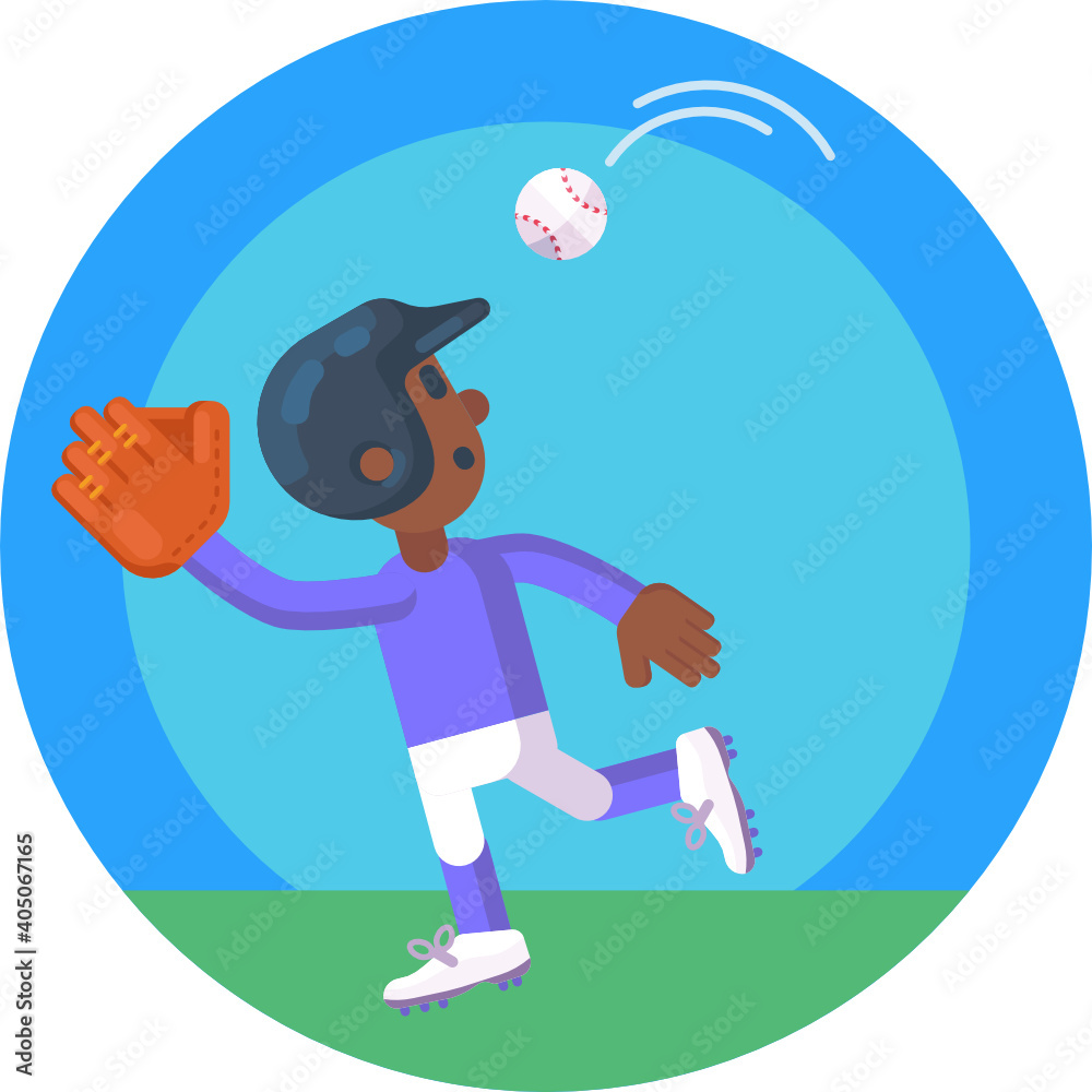 Baseball, softball sport game vector flat icons. Ball, bat, field ...