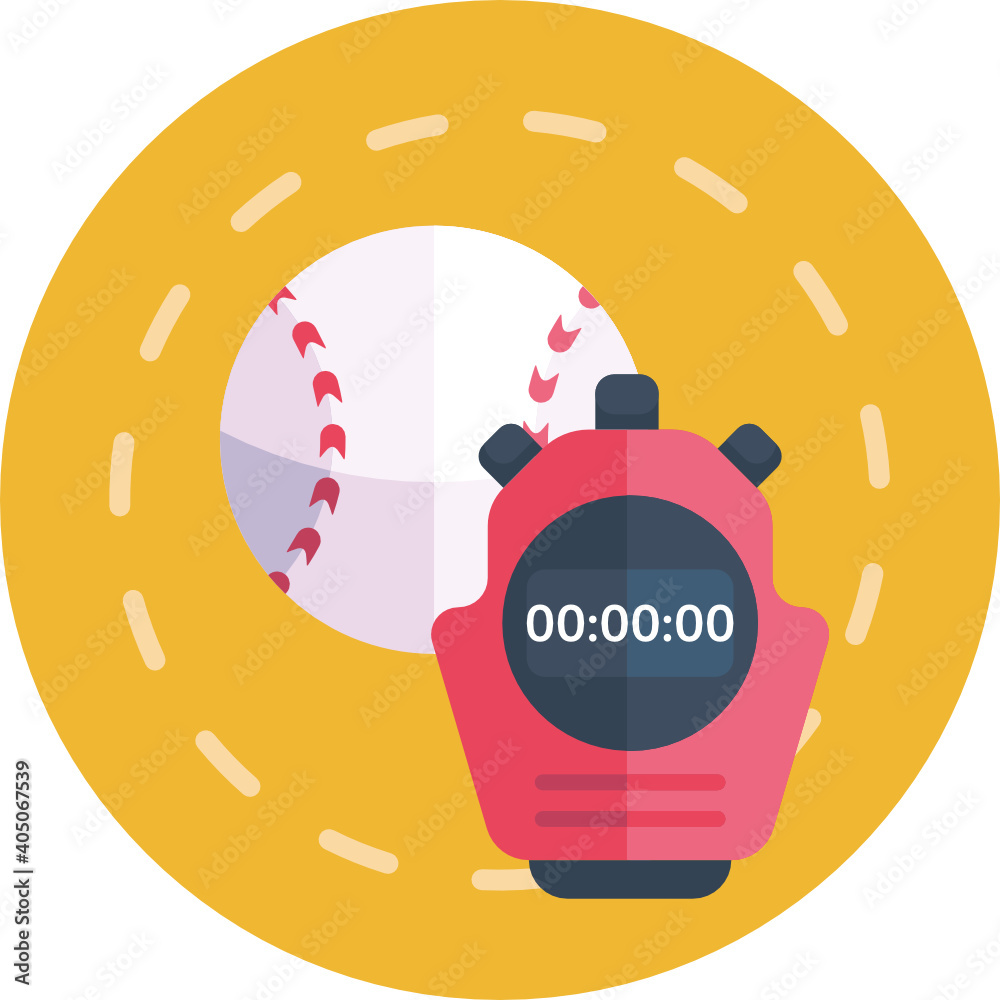 Baseball, softball sport game vector flat icons. Ball, bat, field, helmet, pitching machine ...