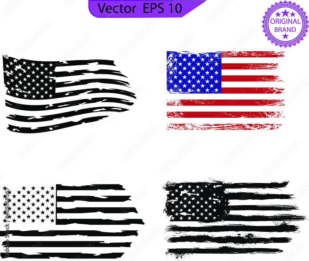USA Flag. Distressed American flag with splash elements, patriot ...