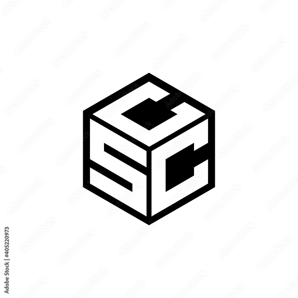 SCC letter logo design with white background in illustrator, cube logo ...