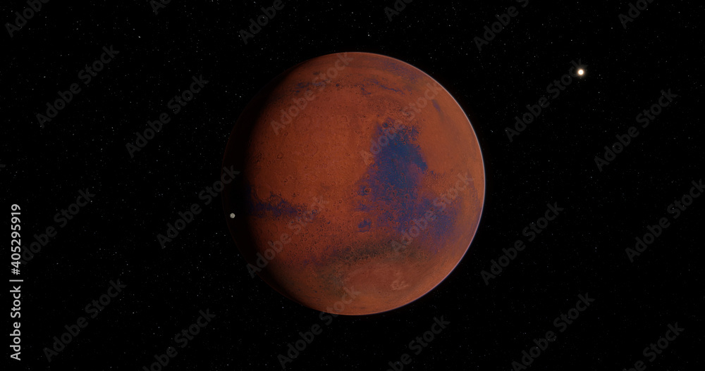 Mars and Phobos, planets of the solar system, space and stars ...