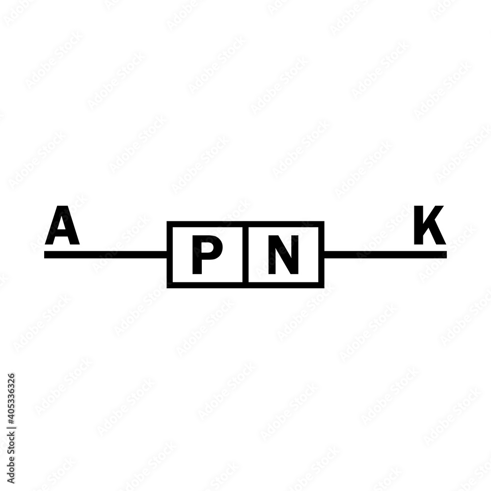 Vektor Diode symbol, terminal symbol A is anode, K is the cathode and ...