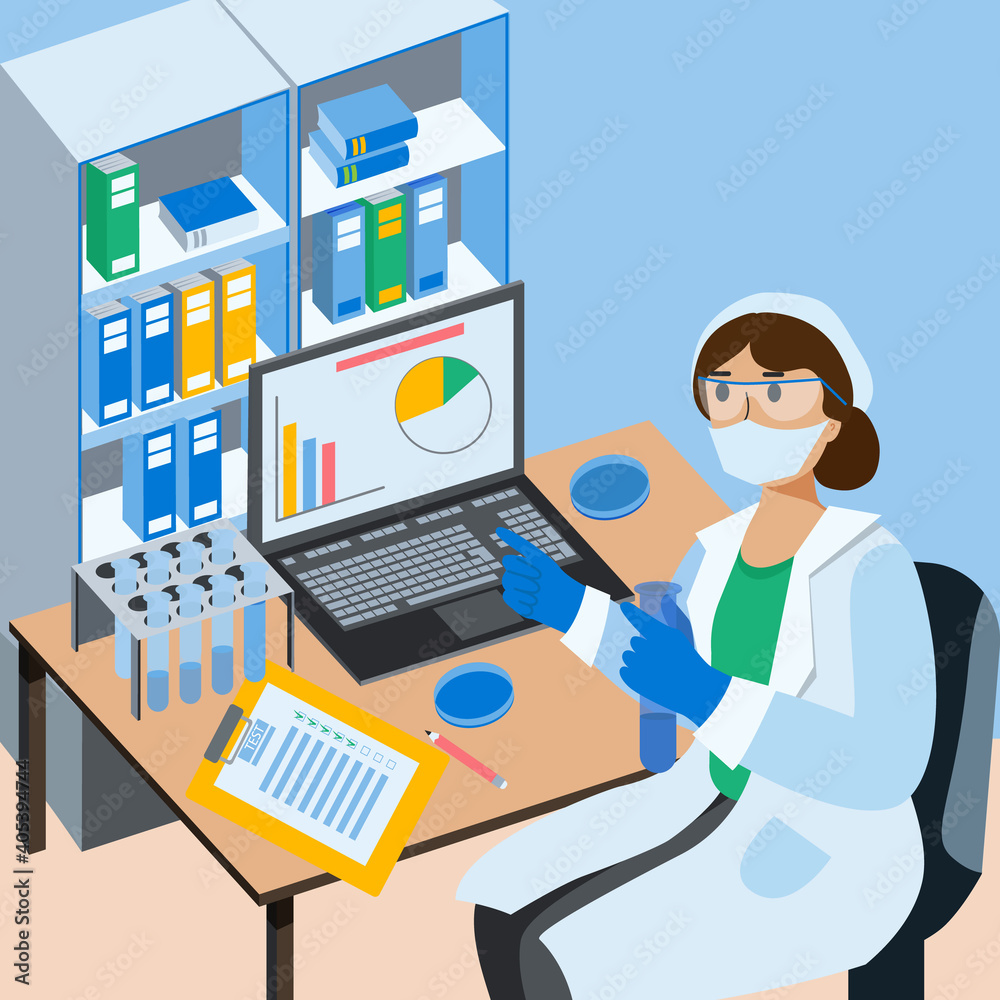 Blood test in laboratory, medical assays and testing. Scientist in the ...
