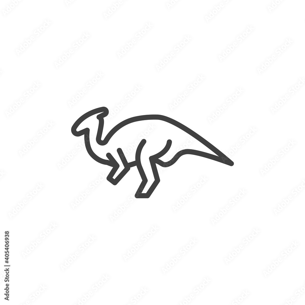 Parasaurolophus dinosaur line icon. linear style sign for mobile ...