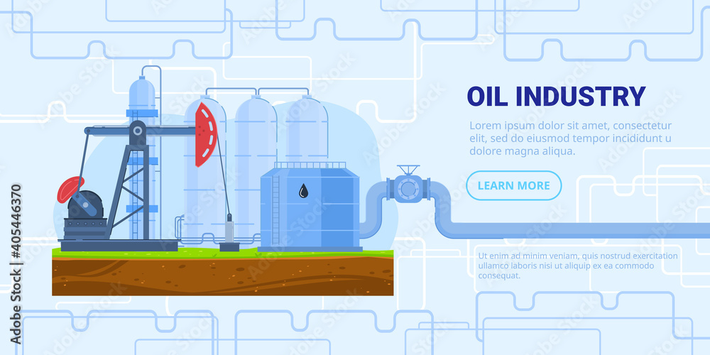 Oil industry vector vector illustration. Cartoon flat refinery factory ...