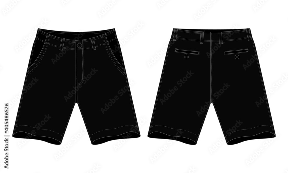 Blank Black Shorts Pants With Pockets For Template on White Background ...