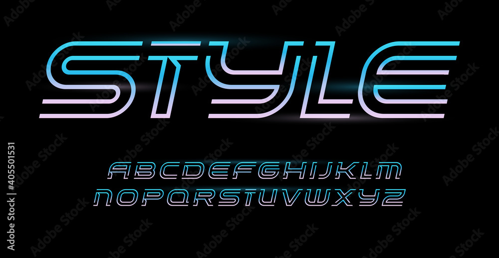 Linear alphabet, border style letters. Outline stripe font, contour ...