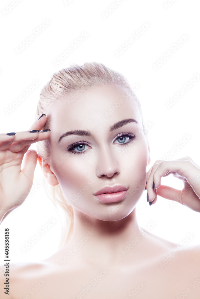 Beauty face and body of young adult woman with clean fresh skin ...