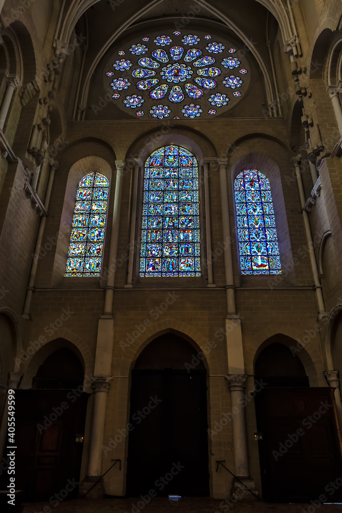 Stained Glass window in the Cathedral of Our Lady of Chartres ...