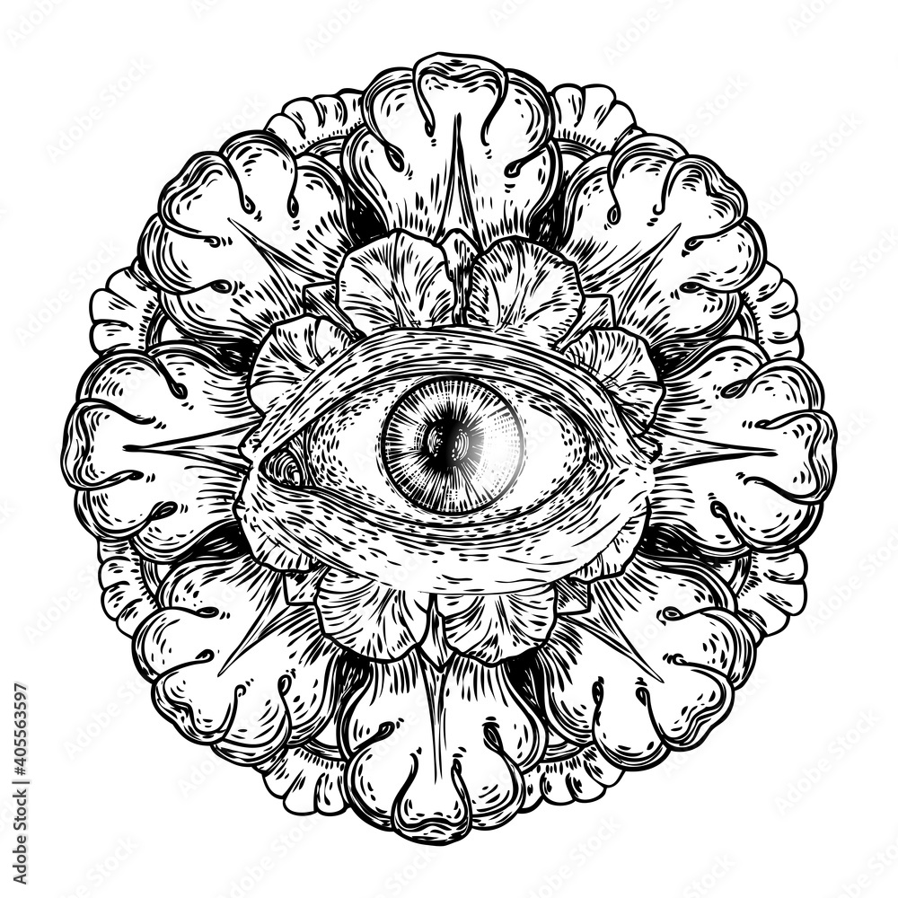 All seeing eye or Eye of Providence on decorative background sacred ...