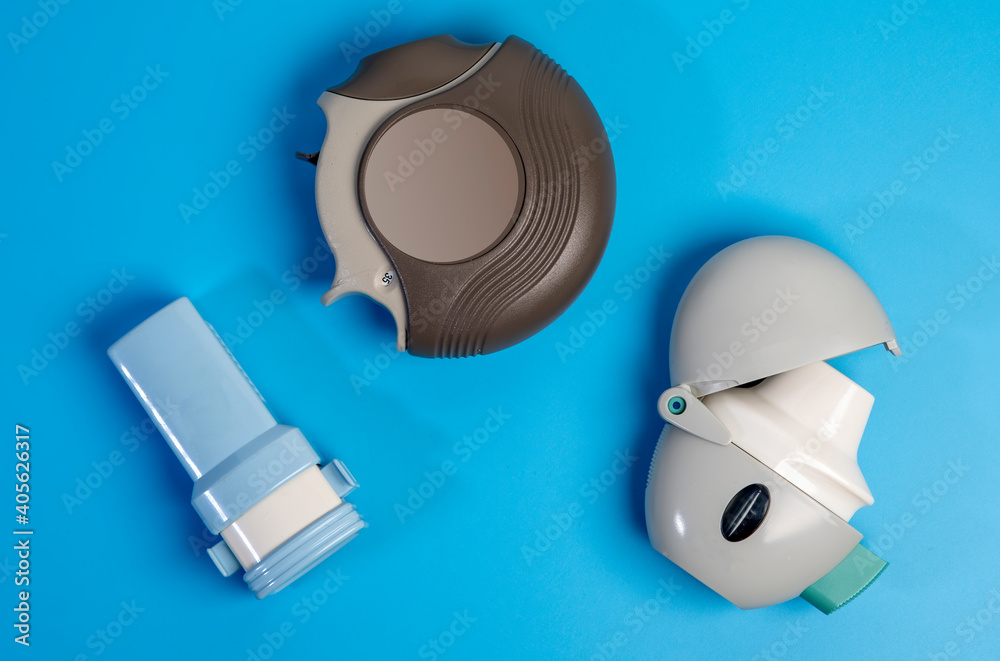 Different types of COPD or Asthma medication instruments ,discus and ...