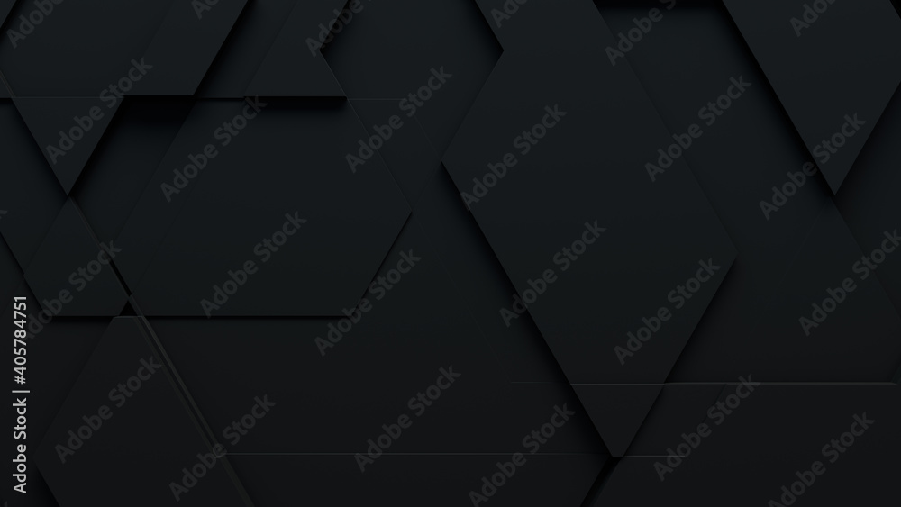 Dark tech background, with a geometric 3D structure. Clean, minimal ...