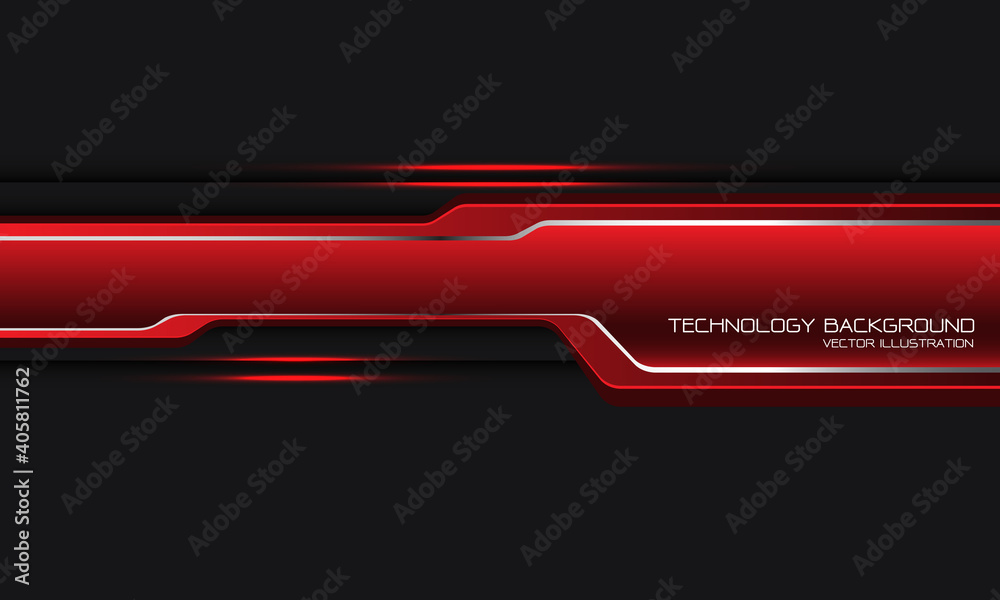 Abstract red cyber label silver line on grey design modern technology ...